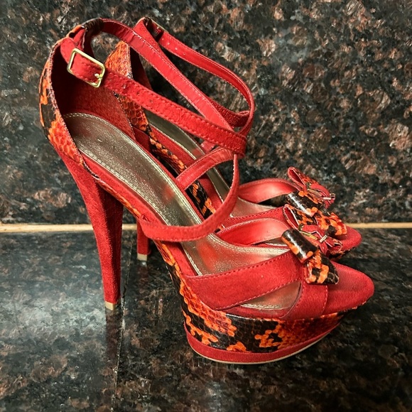 Bakers | Shoes | Bakers Cherie Red Suede And Black And Red Leather ...